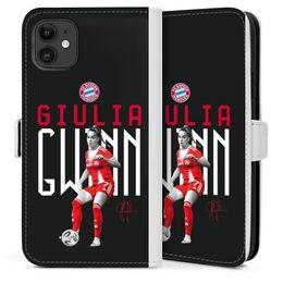 DeinDesign iPhone 11 Handy Klapph&uuml;lle Handyh&uuml;lle aus Kunst Leder wei&szlig; Flip Case Fc Bayern M&uuml;nchen Official Licensed Product Giulia Gwinn Sideflip mit Lasche