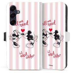 DeinDesign Galaxy A55 5G Handy Klapph&uuml;lle Handyh&uuml;lle aus Kunst Leder wei&szlig; Flip Case Love Disney Sideflip mit Lasche