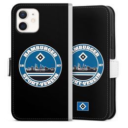 DeinDesign iPhone 12 Handy Klapph&uuml;lle Handyh&uuml;lle aus Kunst Leder wei&szlig; Flip Case Hsv Logo Hamburger Sv Sideflip mit Lasche