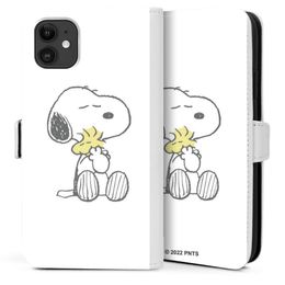 DeinDesign iPhone 11 Handy Klapph&uuml;lle Handyh&uuml;lle aus Kunst Leder wei&szlig; Flip Case Snoopy Love Peanuts Sideflip mit Lasche