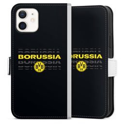 DeinDesign iPhone 12 Handy Klapph&uuml;lle Handyh&uuml;lle aus Kunst Leder wei&szlig; Flip Case Official Licensed Product Bvb Borussia Dortmund Sideflip mit Lasche