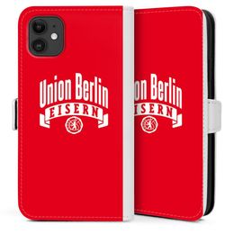 DeinDesign iPhone 11 Handy Klapph&uuml;lle Handyh&uuml;lle aus Kunst Leder wei&szlig; Flip Case Fcu Official Licensed Product 1. Fc Union Berlin Sideflip mit Lasche
