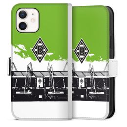 DeinDesign iPhone 12 Handy Klapph&uuml;lle Handyh&uuml;lle aus Kunst Leder wei&szlig; Flip Case Borussia M&ouml;nchengladbach Merchandise Stadium Sideflip mit Lasche