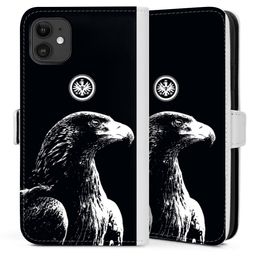 DeinDesign iPhone 11 Handy Klapph&uuml;lle Handyh&uuml;lle aus Kunst Leder wei&szlig; Flip Case Attila Official Licensed Product Eintracht Frankfurt Sideflip mit Lasche