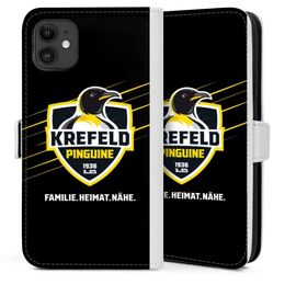 DeinDesign iPhone 11 Handy Klapph&uuml;lle Handyh&uuml;lle aus Kunst Leder wei&szlig; Flip Case Sports Krefeld Pinguine Ice Hockey Sideflip mit Lasche