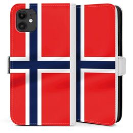 DeinDesign iPhone 11 Handy Klapph&uuml;lle Handyh&uuml;lle aus Kunst Leder wei&szlig; Flip Case Flags Flag Norway Sideflip mit Lasche