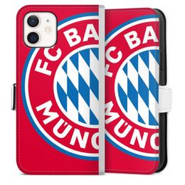 DeinDesign iPhone 12 Handy Klapph&uuml;lle Handyh&uuml;lle aus Kunst Leder wei&szlig; Flip Case Fc Bayern M&uuml;nchen Fcb Official Licensed Product Sideflip mit Lasche