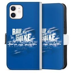 DeinDesign iPhone 12 Handy Klapph&uuml;lle Handyh&uuml;lle aus Kunst Leder wei&szlig; Flip Case Official Licensed Product Ascent Fc Schalke 04 Sideflip mit Lasche