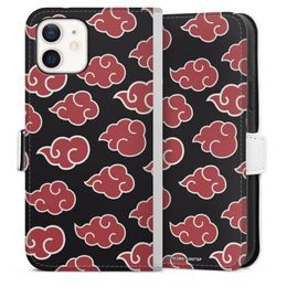 DeinDesign iPhone 12 Handy Klapph&uuml;lle Handyh&uuml;lle aus Kunst Leder wei&szlig; Flip Case Naruto Shippuden Pattern Akatsuki Sideflip mit Lasche