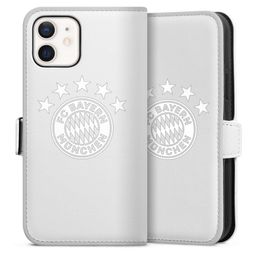 DeinDesign iPhone 12 Handy Klapph&uuml;lle Handyh&uuml;lle aus Kunst Leder wei&szlig; Flip Case Fcb Transparent Fc Bayern M&uuml;nchen Sideflip mit Lasche