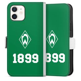 DeinDesign iPhone 12 Handy Klapph&uuml;lle Handyh&uuml;lle aus Kunst Leder wei&szlig; Flip Case Statement Official Licensed Product Sv Werder Bremen Sideflip mit Lasche