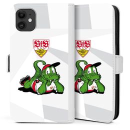 DeinDesign iPhone 11 Handy Klapph&uuml;lle Handyh&uuml;lle aus Kunst Leder wei&szlig; Flip Case Vfb Stuttgart Mascot Official Licensed Product Sideflip mit Lasche