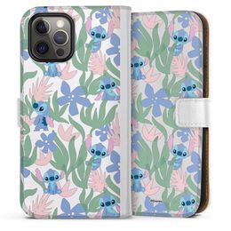 DeinDesign iPhone 12 Pro Max Handy Klapph&uuml;lle Handyh&uuml;lle aus Kunst Leder wei&szlig; Flip Case Muster Lilo & Stitch Disney Sideflip mit Lasche