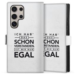 DeinDesign Galaxy S24 Ultra Handy Klapph&uuml;lle Handyh&uuml;lle aus Kunst Leder wei&szlig; Flip Case Spruch Sayings Statement Sideflip mit Lasche