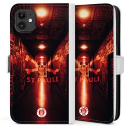 DeinDesign iPhone 11 Handy Klapph&uuml;lle Handyh&uuml;lle aus Kunst Leder wei&szlig; Flip Case Fc St. Pauli Official Licensed Product Sideflip mit Lasche