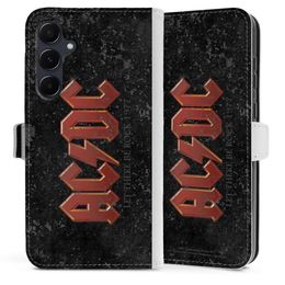 DeinDesign Galaxy A55 5G Handy Klapph&uuml;lle Handyh&uuml;lle aus Kunst Leder wei&szlig; Flip Case Acdc Logo Merchandise Sideflip mit Lasche