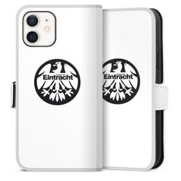 DeinDesign iPhone 12 Handy Klapph&uuml;lle Handyh&uuml;lle aus Kunst Leder wei&szlig; Flip Case Eagle Logo Eintracht Frankfurt Sideflip mit Lasche