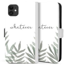 DeinDesign iPhone 11 Handy Klapph&uuml;lle Handyh&uuml;lle aus Kunst Leder wei&szlig; Flip Case Water Colour Jungle Palm Tree Sideflip mit Lasche