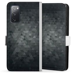 DeinDesign Galaxy S20 FE 5G Handy Klapph&uuml;lle Handyh&uuml;lle aus Kunst Leder wei&szlig; Flip Case Triangle Black Muster Sideflip mit Lasche