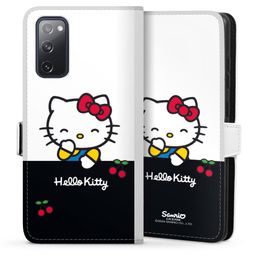 DeinDesign Galaxy S20 FE Handy Klapph&uuml;lle Handyh&uuml;lle aus Kunst Leder wei&szlig; Flip Case Official Licensed Product Cherry Hello Kitty Sideflip mit Lasche