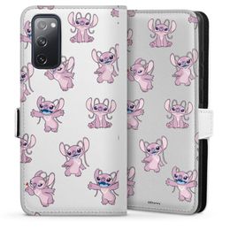 DeinDesign Galaxy S20 FE 5G Handy Klapph&uuml;lle Handyh&uuml;lle aus Kunst Leder wei&szlig; Flip Case Lilo & Stitch Angel Disney Sideflip mit Lasche
