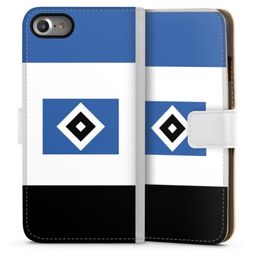DeinDesign iPhone SE (2020) Handy Klapph&uuml;lle Handyh&uuml;lle aus Kunst Leder wei&szlig; Flip Case Bundesliga Official Licensed Product Hamburger Sv Sideflip mit Lasche