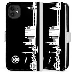 DeinDesign iPhone 11 Handy Klapph&uuml;lle Handyh&uuml;lle aus Kunst Leder wei&szlig; Flip Case Eintracht Frankfurt Sge Skyline Sideflip mit Lasche