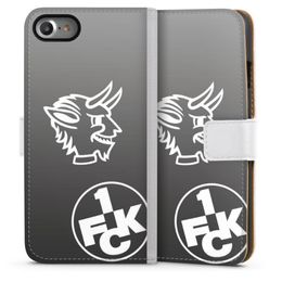 DeinDesign iPhone SE (2020) Handy Klapph&uuml;lle Handyh&uuml;lle aus Kunst Leder wei&szlig; Flip Case 1. Fc Kaiserslautern Logo 1. Fck Sideflip mit Lasche