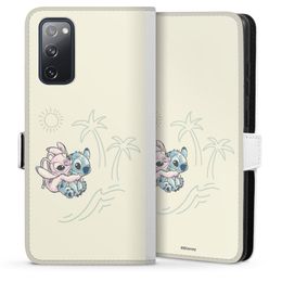 DeinDesign Galaxy S20 FE 5G Handy Klapph&uuml;lle Handyh&uuml;lle aus Kunst Leder wei&szlig; Flip Case Angel Disney Lilo & Stitch Sideflip mit Lasche