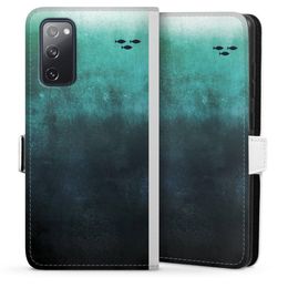 DeinDesign Galaxy S20 FE 5G Handy Klapph&uuml;lle Handyh&uuml;lle aus Kunst Leder wei&szlig; Flip Case Turquoise Water Fish Sideflip mit Lasche
