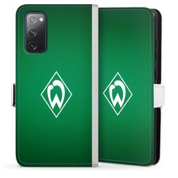 DeinDesign Galaxy S20 FE Handy Klapph&uuml;lle Handyh&uuml;lle aus Kunst Leder wei&szlig; Flip Case Logo Merchandise Sv Werder Bremen Sideflip mit Lasche