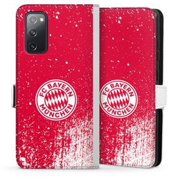 DeinDesign Galaxy S20 FE Handy Klapph&uuml;lle Handyh&uuml;lle aus Kunst Leder wei&szlig; Flip Case Fcb Official Licensed Product Fc Bayern M&uuml;nchen Sideflip mit Lasche