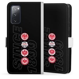 DeinDesign Galaxy S20 FE 5G Handy Klapph&uuml;lle Handyh&uuml;lle aus Kunst Leder wei&szlig; Flip Case Eagle Eintracht Frankfurt Logo Sideflip mit Lasche