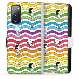 DeinDesign Galaxy S20 FE Handy Klapph&uuml;lle Handyh&uuml;lle aus Kunst Leder wei&szlig; Flip Case Snoopy Muster Peanuts Sideflip mit Lasche