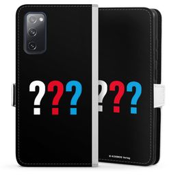 DeinDesign Galaxy S20 FE 5G Handy Klapph&uuml;lle Handyh&uuml;lle aus Kunst Leder wei&szlig; Flip Case Official Licensed Product Logo Die Drei ??? Sideflip mit Lasche