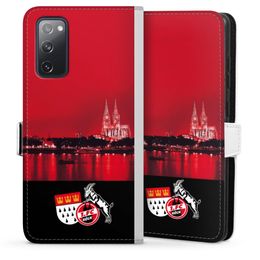 DeinDesign Galaxy S20 FE Handy Klapph&uuml;lle Handyh&uuml;lle aus Kunst Leder wei&szlig; Flip Case Official Licensed Product 1. Fc K&ouml;ln Skyline Sideflip mit Lasche