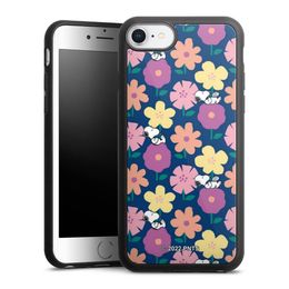 DeinDesign iPhone SE (2020) Handy Gallery Case Handyh&uuml;lle 9H Geh&auml;rtetes Glas R&uuml;ckseite H&uuml;lle Flowers Muster Snoopy Gallery Case