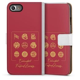 DeinDesign iPhone SE (2020) Handy Klapph&uuml;lle Handyh&uuml;lle aus Kunst Leder wei&szlig; Flip Case Fc Bayern M&uuml;nchen Merchandise Fcb 125 Jahre Sideflip mit Lasche