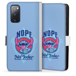 DeinDesign Galaxy S20 FE 5G Handy Klapph&uuml;lle Handyh&uuml;lle aus Kunst Leder wei&szlig; Flip Case Disney Sayings Lilo & Stitch Sideflip mit Lasche