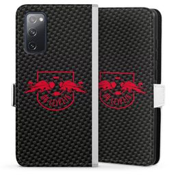DeinDesign Galaxy S20 FE 5G Handy Klapph&uuml;lle Handyh&uuml;lle aus Kunst Leder wei&szlig; Flip Case Rb Leipzig Official Licensed Product Carbon Sideflip mit Lasche