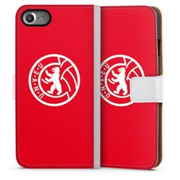 DeinDesign iPhone SE (2020) Handy Klapph&uuml;lle Handyh&uuml;lle aus Kunst Leder wei&szlig; Flip Case Official Licensed Product 1. Fc Union Berlin Bear Sideflip mit Lasche
