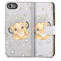 DeinDesign iPhone SE (2020) Handy Klapph&uuml;lle Handyh&uuml;lle aus Kunst Leder wei&szlig; Flip Case Simba Lion King Disney Sideflip mit Lasche