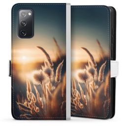 DeinDesign Galaxy S20 FE Handy Klapph&uuml;lle Handyh&uuml;lle aus Kunst Leder wei&szlig; Flip Case Nature Pampasgras Sun Sideflip mit Lasche
