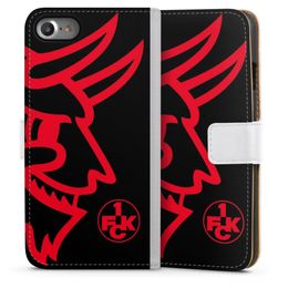 DeinDesign iPhone SE (2022) Handy Klapph&uuml;lle Handyh&uuml;lle aus Kunst Leder wei&szlig; Flip Case 1. Fc Kaiserslautern Official Licensed Product Logo Sideflip mit Lasche