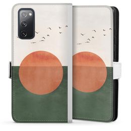 DeinDesign Galaxy S20 FE Handy Klapph&uuml;lle Handyh&uuml;lle aus Kunst Leder wei&szlig; Flip Case Sunset Bird Sunshine Sideflip mit Lasche