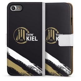 DeinDesign iPhone SE (2020) Handy Klapph&uuml;lle Handyh&uuml;lle aus Kunst Leder wei&szlig; Flip Case Thw Kiel Handball Logo Sideflip mit Lasche