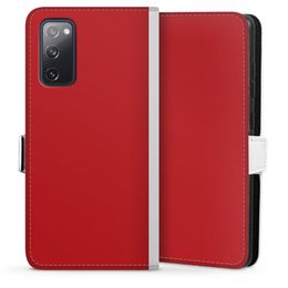 DeinDesign Galaxy S20 FE 5G Handy Klapph&uuml;lle Handyh&uuml;lle aus Kunst Leder wei&szlig; Flip Case Colour Unicoloured Red Sideflip mit Lasche