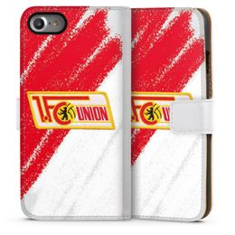DeinDesign iPhone SE (2020) Handy Klapph&uuml;lle Handyh&uuml;lle aus Kunst Leder wei&szlig; Flip Case 1. Fc Union Berlin Logo Official Licensed Product Sideflip mit Lasche