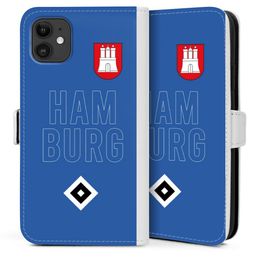 DeinDesign iPhone 11 Handy Klapph&uuml;lle Handyh&uuml;lle aus Kunst Leder wei&szlig; Flip Case Official Licensed Product Hamburg Hamburger Sv Sideflip mit Lasche