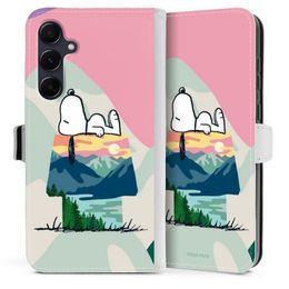 DeinDesign Galaxy A55 5G Handy Klapph&uuml;lle Handyh&uuml;lle aus Kunst Leder wei&szlig; Flip Case Official Licensed Product Peanuts Snoopy Sideflip mit Lasche